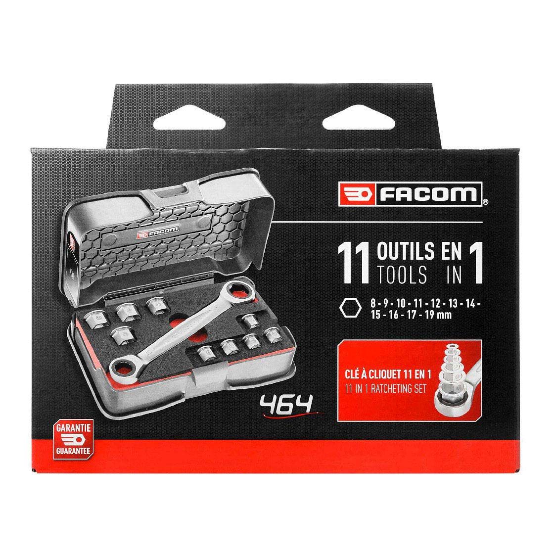 FACOM 464.J1APB - 11in1 Double Box-End Metric Ratchet Wrench Set | ETS