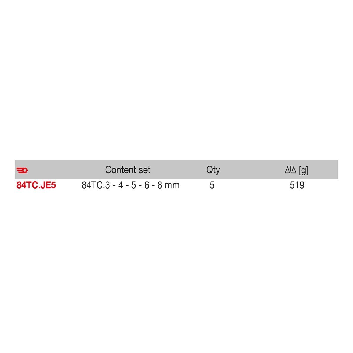 FACOM 84TC.JE5 - 5pc Metric Hex T-Handle Spinner Key Set | ETS