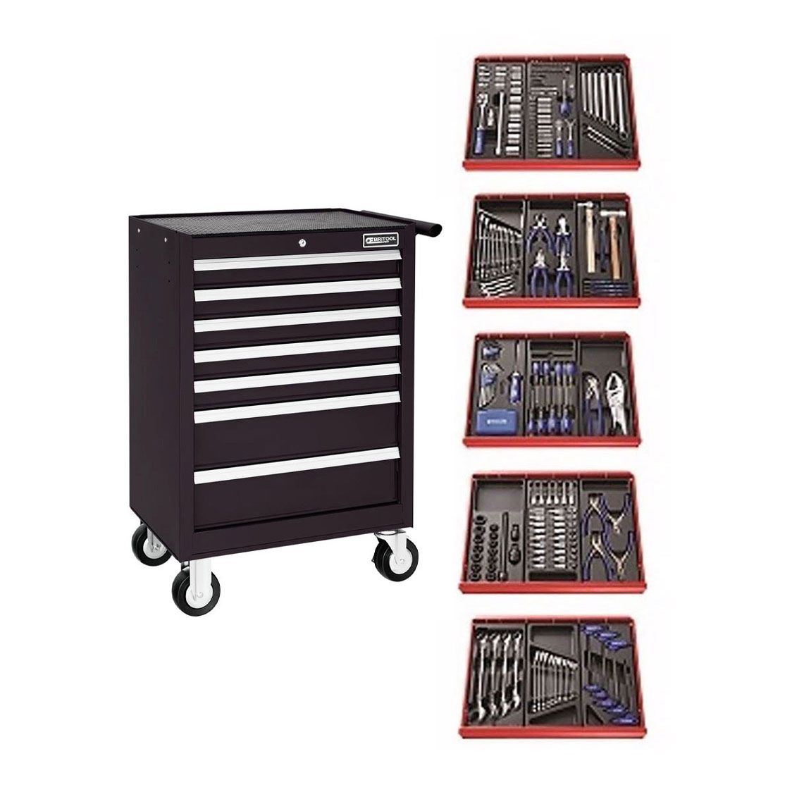 BRITOOL EXPERT E220329B - 285pc General Metric Tool Kit + 7 Drawer ...