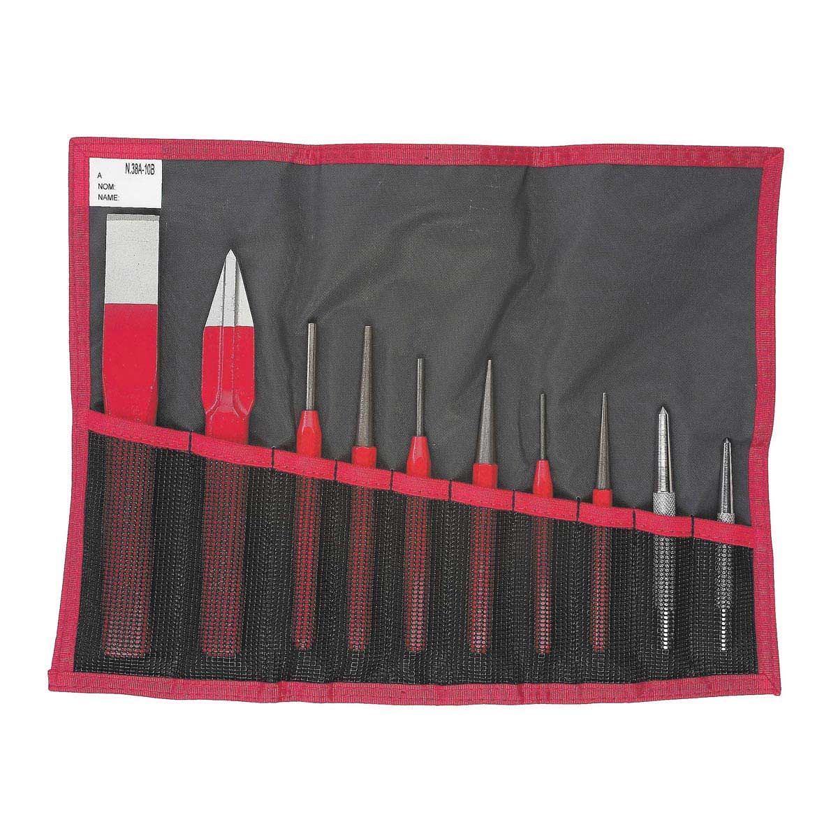 FACOM 247.265JT10 - 10pc Tapered + Parallel Drift Punch Set + Roll | ETS