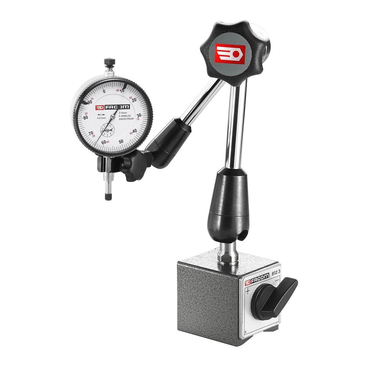 FACOM 812A - 2pc Metric Dial Gauge + Hinged Magnetic Base Set | ETS
