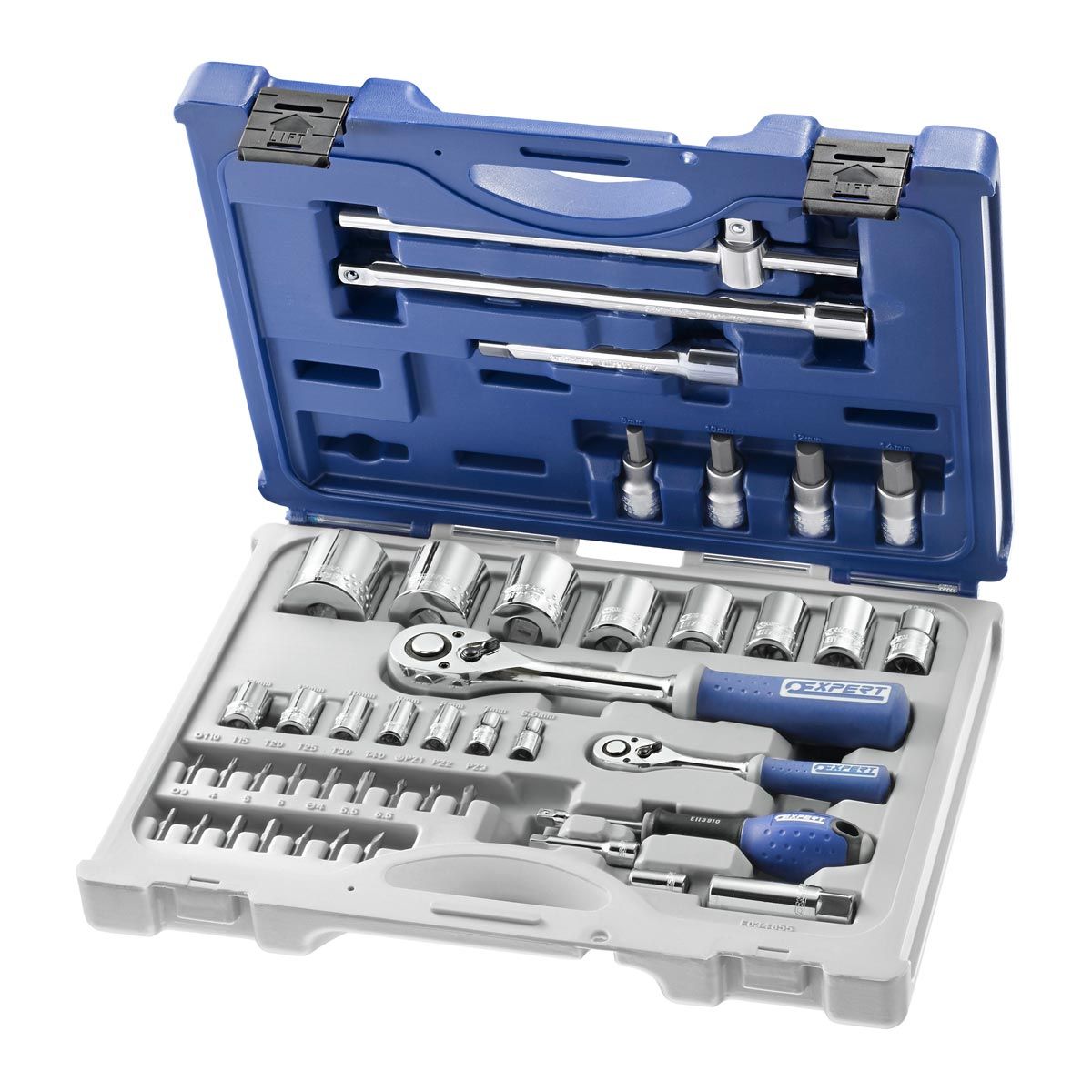 EXPERT by FACOM E034855 - 44pc 1/4" + 1/2" Square Drive Metric 6pt Socket + Bit Set | ETS
