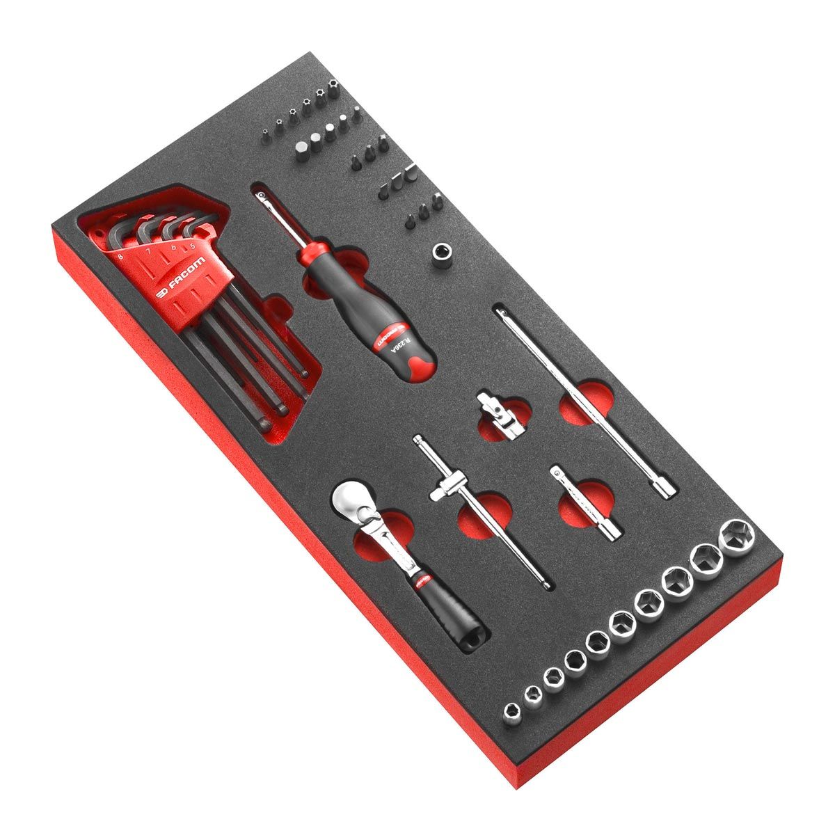 FACOM MODM.RL161-36 - 46pc 1/4" Square Drive Metric 6pt Socket Foam Module + RL.161 + Bits ...