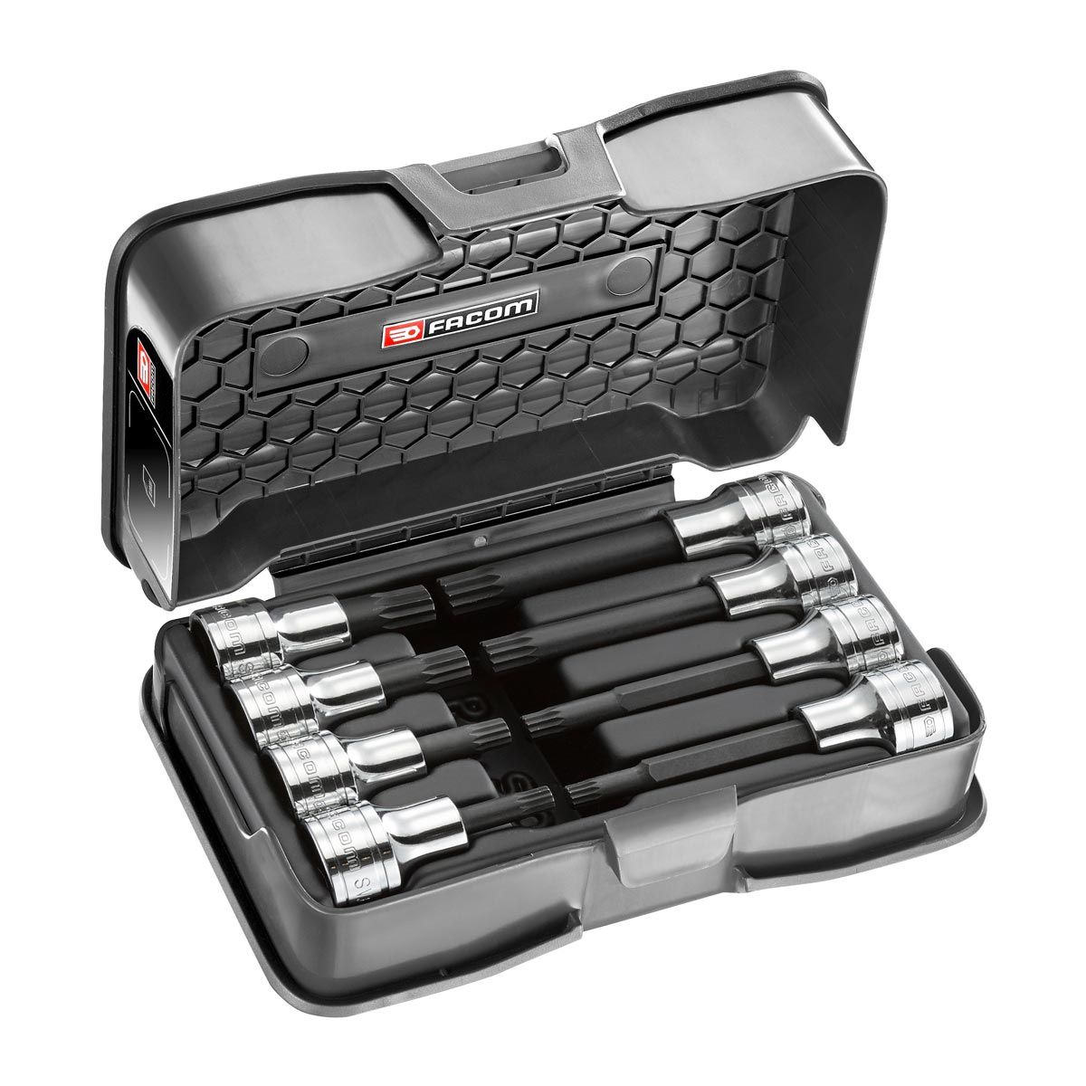 FACOM SV.J8B - 8pc 1/2" Square Drive Std + Long XZN Spline Bit Socket Set + Case | ETS