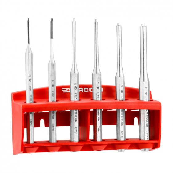 FACOM 246.JS6 - 6pc One Piece Spring Pin Drift Punch Set + Rack | ETS