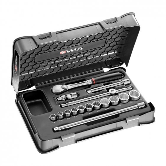 FACOM JL.161-2P12U - 16pc 3/8" Square Drive Inch 12pt Socket + JL.161 L2 Set | ETS