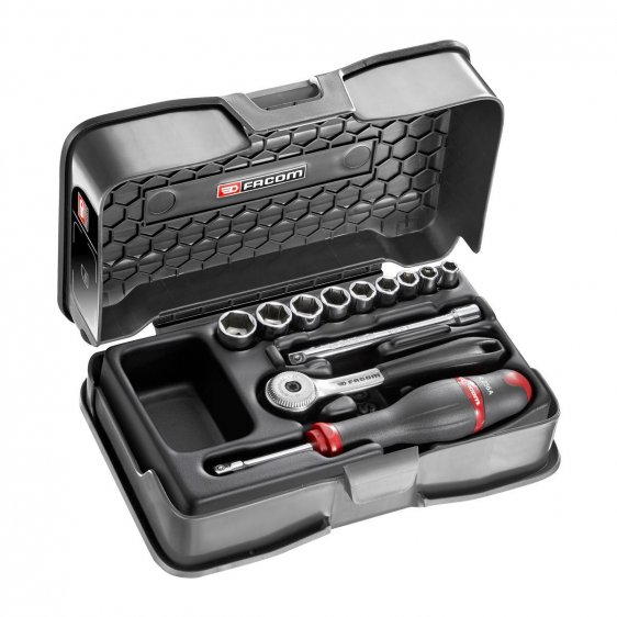 FACOM R.151-1P6 - 12pc 1/4" Square Drive Metric 6pt Socket + R.151B L1 ...